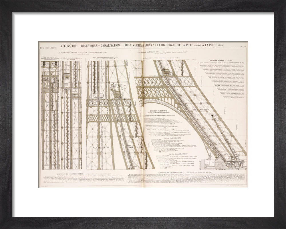 Diagram of the Eiffel Tower showing the lifts, c 1887. | Science Museum ...