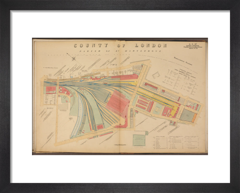 Plan of Marylebone station and surrounding area including platforms an ...