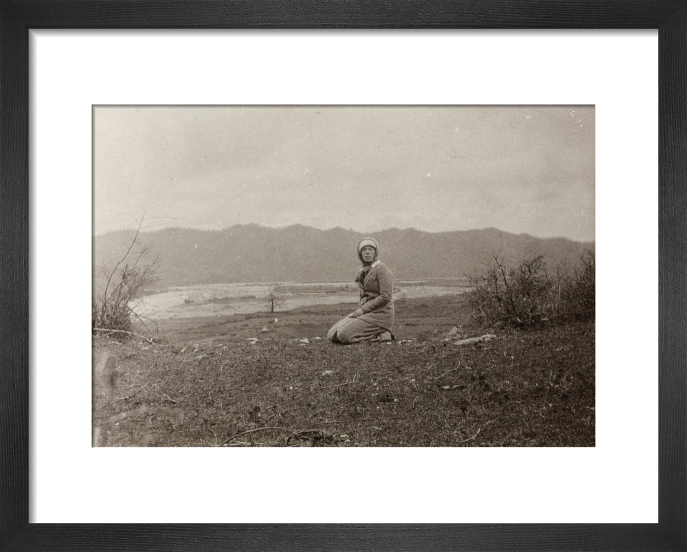 H. I. H. The Grand Duchess Olga Alexandrovna kneeling by the river Bzi ...